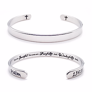 Inspirational Bracelet Cuff Bracelets for Women Stainless Steel Jewelry Bracelets Motivational Bangles Personalized Gifts for Best Friend, Stainless Steel, stainless steel