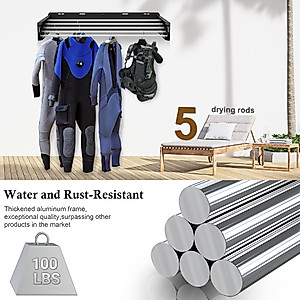 Support Way Foldable Wall Mounted Drying Rack, 30'' Wide Aviation Aluminum Laundry Clothes Rack Collapsible with 5 Rods, 100LB Capacity, Pull Out Design Towel Drying Rack for Laundry Wall (Black, 30")