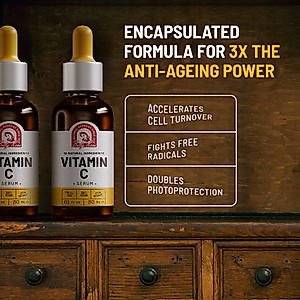 20% Vitamin C Serum for Face - Anti Aging Face Serum w/ENCAPSULATED Formula, Face Serum for Women, Vitamin C Face Serum with Hyaluronic Acid + Vitamin E – Brightens and Soothes the Skin – 30ml