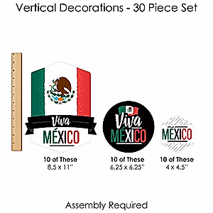 Big Dot of Happiness Viva Mexico - Mexican Independence Day Party DIY Dangler Backdrop - Hanging Vertical Decorations - 30 Pieces