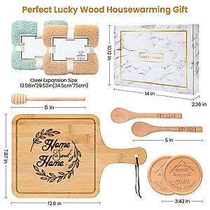 House Warming Gifts New Home - New Home Gifts for Home - House Warming Gifts New Home for Couple Women Men - Home Sweet Home Housewariming Gift Bamboo Serving Board Coasters Spoon