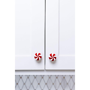 Knobēz: Red Peppermint Decorative Knob Covers Package of 12 (Red)