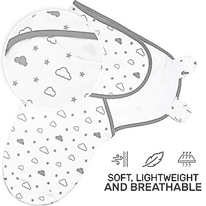 Mama Cheetah Baby Swaddle Blanket, Easy Swaddle Sleep Sack, Adjustable Swaddle Wrap, Infant and Newborn Swaddles, Babies Boy Girl (0-3 Month), 3 Pack Organic Cotton, Grey