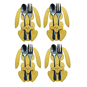 4Pcs Easter Cutlery Bag Set Festive Party Cutlery Decoration Bag Cutlery Decoration TF8