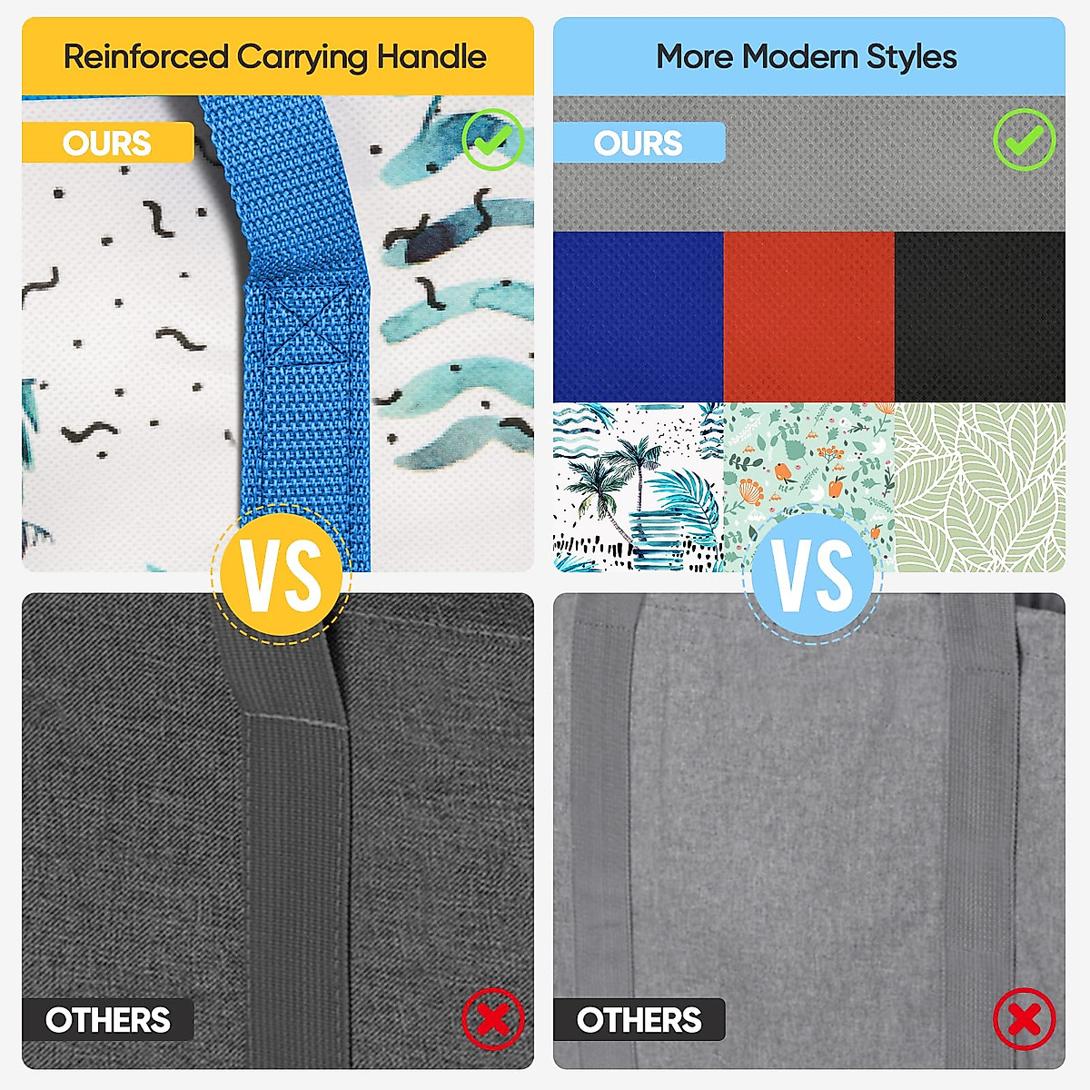 BALEINE 2Pk Insulated Reusable Grocery Bags, Collapsible Cooler Bag for Groceries, Heavy Duty Large Insulated Bag (Island Breeze)