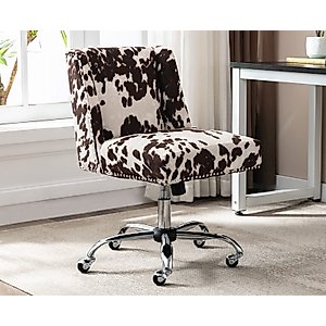 Kmax Home Office Desk Chair, Armless Modern Task Chair for Small Space, Cow