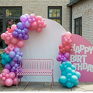 Pink Purple Balloon Arch Kit, Blue Pink Purple Balloon Arch Kit, Hot Pink Teal Balloons Arch, Hot Pink Balloon Garland With Confetti and Foil Balloons for Girls Birthday Party Decorations