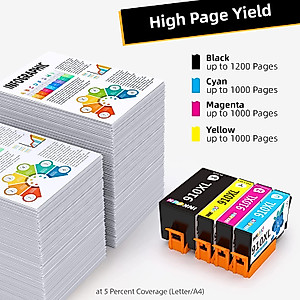 INKFUN 910 910xl Ink Cartridges Combo Pack Replacement for Printer Ink 910 for OfficeJet Pro 8020 8025 8025e 8035 8035e 8028 8022 8015 Printer, Black Cyan Magenta Yellow(4 Pack)