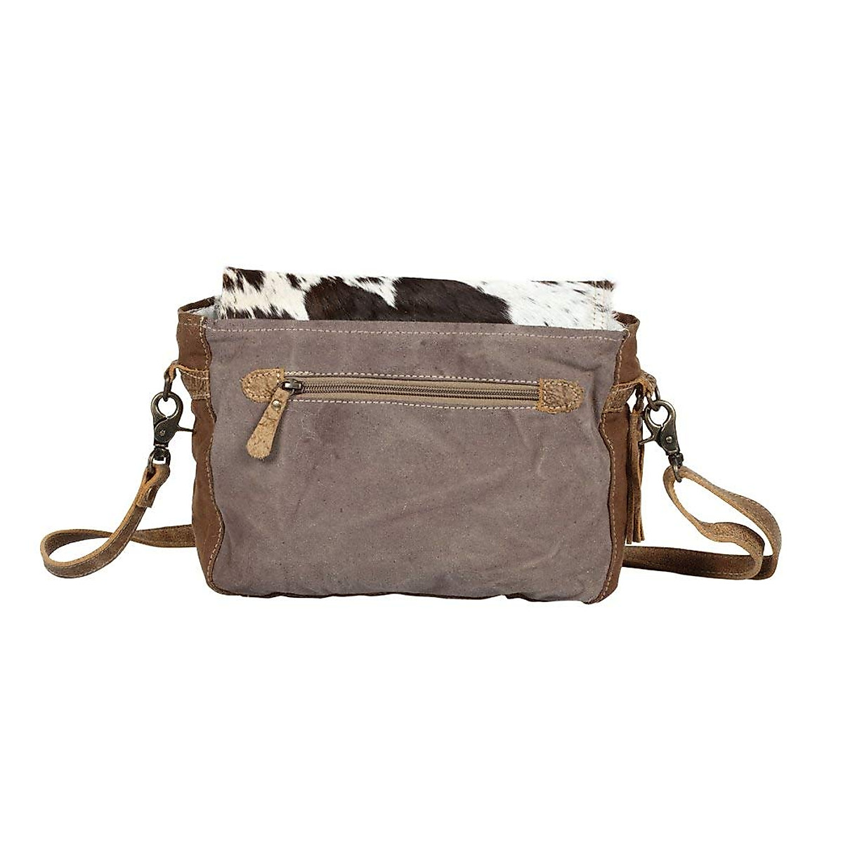 Myra Bag Pearl Fusion Upcycled Canvas & Cowhide Messenger Bag S-1380