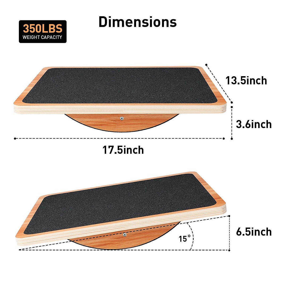 P&BEXC Wood Wobble Exercise Balance Board | Professional Rocker Balance Board for Physical Therapy,Balancing Board Under Desk,Anti-Slip Roller Board,Satablility and Portable Rocker Board