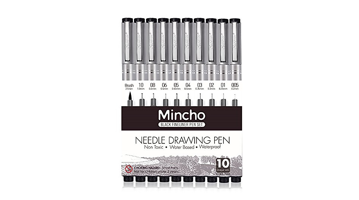 Set of 10 Black Micro-Pen Fineliners - Waterproof & Anti-Bleed