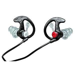 SureFire EP4 Sonic Defenders Plus filtered Earplugs, triple flanged design, reusable, Black, Medium