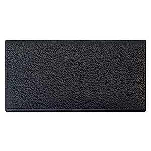 Black Basic Genuine Leather Checkbook Cover For Men & Women
