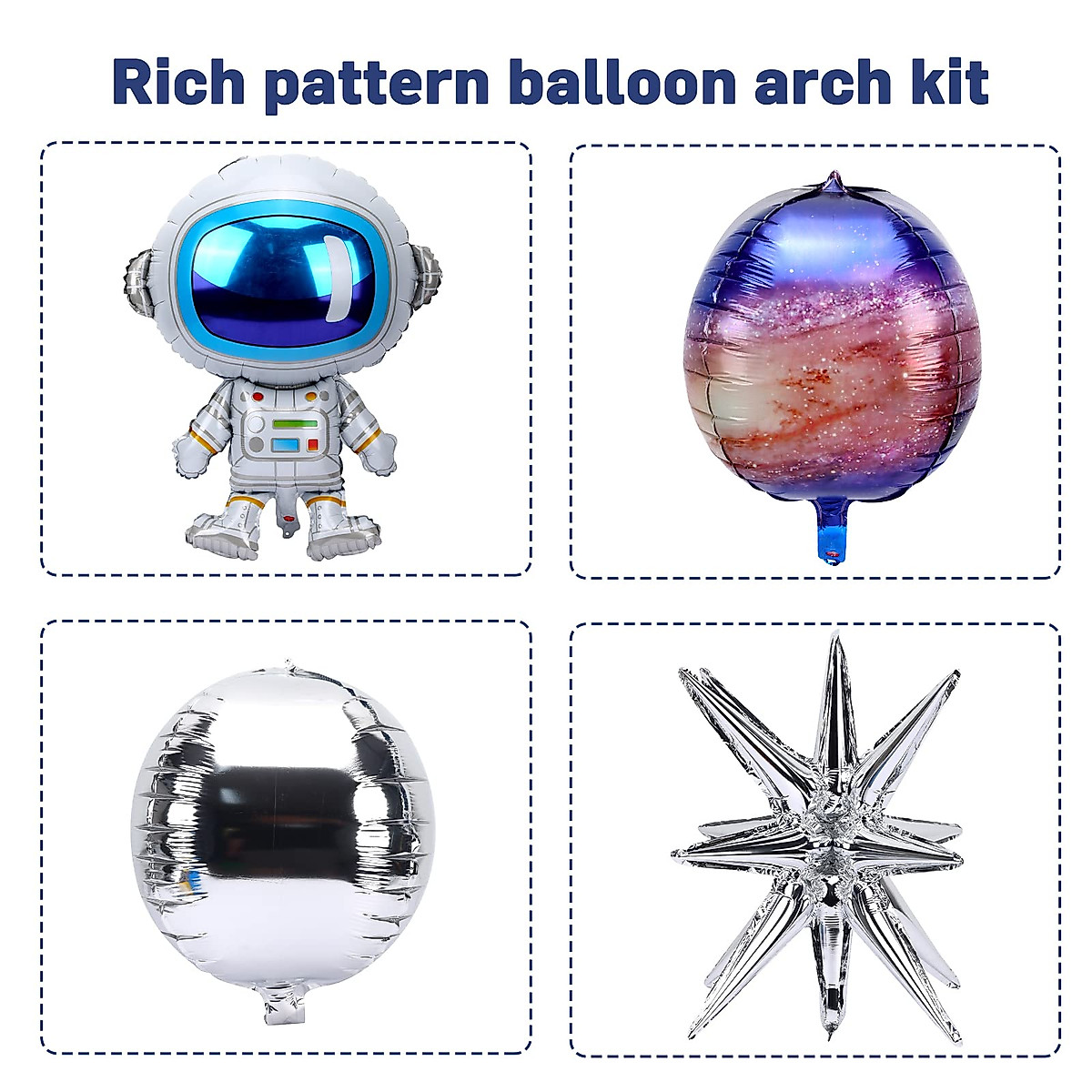 RUBFAC 116pcs Space Balloon Garland Arch Kit Space Birthday Decorations with Blue Purple Silver Galaxy Astronaut Foil Balloons for Boys Kids Space Themed Party Decoration Supplies Baby Shower