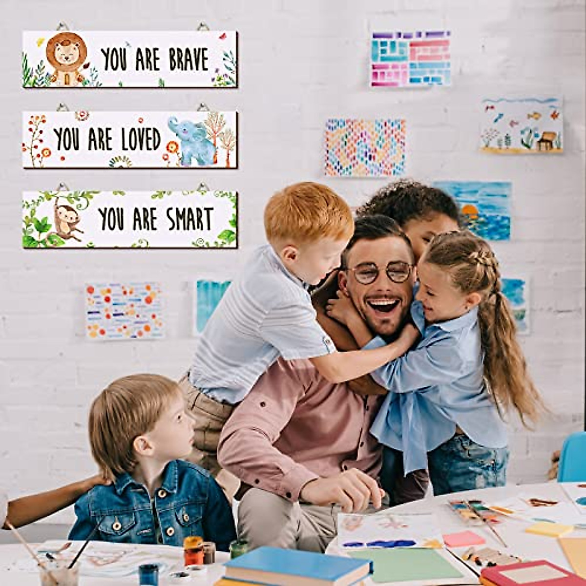 Chunful 4 Pieces Baby Nursery Decor Unframed Wall Art Bedroom Decor Motivational Inspirational Girls Room Decor Adorable Wall Decor with Inspirational Quotes for Boys Girls (Woodland Animal)