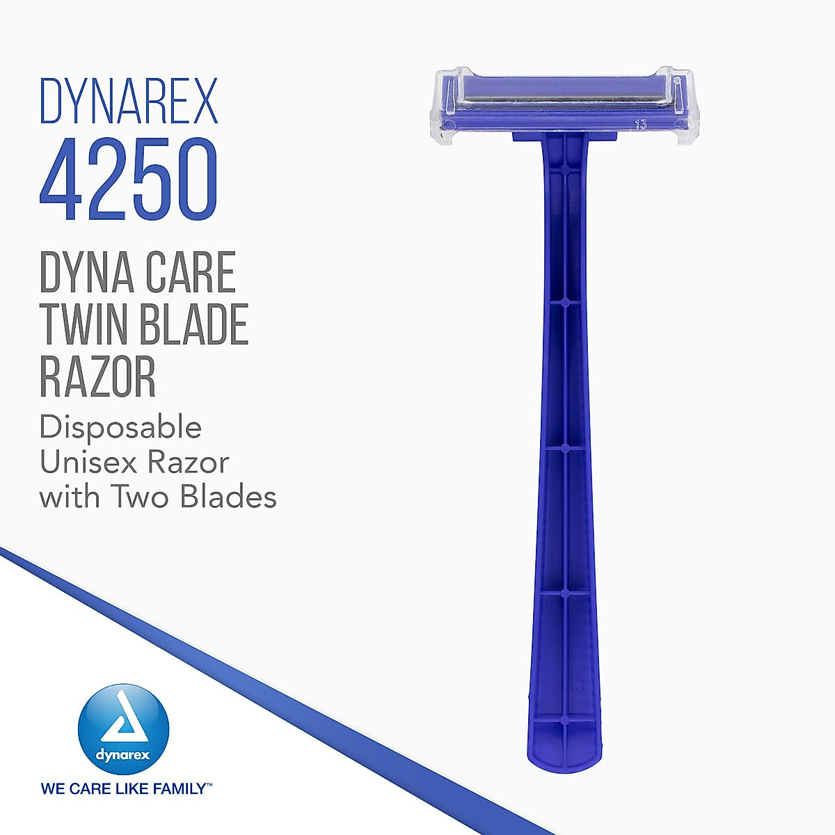 Dynarex DynaCare Twin Blade Razors, Disposable Unisex Razor with Two Blades Provides Smooth, Close Shave, for Prior to Procedures or Tattoos, Blue, 6 Boxes - 50 Razors per Box