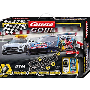 Carrera GO!!! Electric Powered Slot Car Racing Kids Toy Race Track Set 1:43 Scale, DTM Power Run