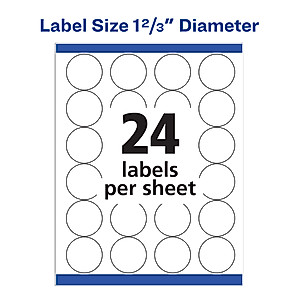 Avery High Visibility Printable Round Labels with Sure Feed, 1-2/3" Diameter, White, 600 Customizable Blank Labels (5293)