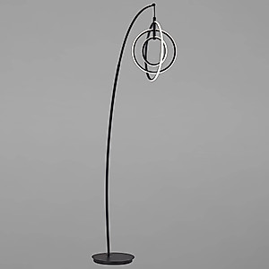 Possini Euro Design Allura Modern 79" Tall Arc Floor Lamp Standing Matte Black Metal 3-Ring Swivel LED Light for Living Room Reading Family Bedroom Bedside Office House Home