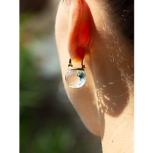 Crystal Earrings for Women,18k Gold Plated, Sparkly Austrian Crystal Ball Dangle Earrings (Clear)