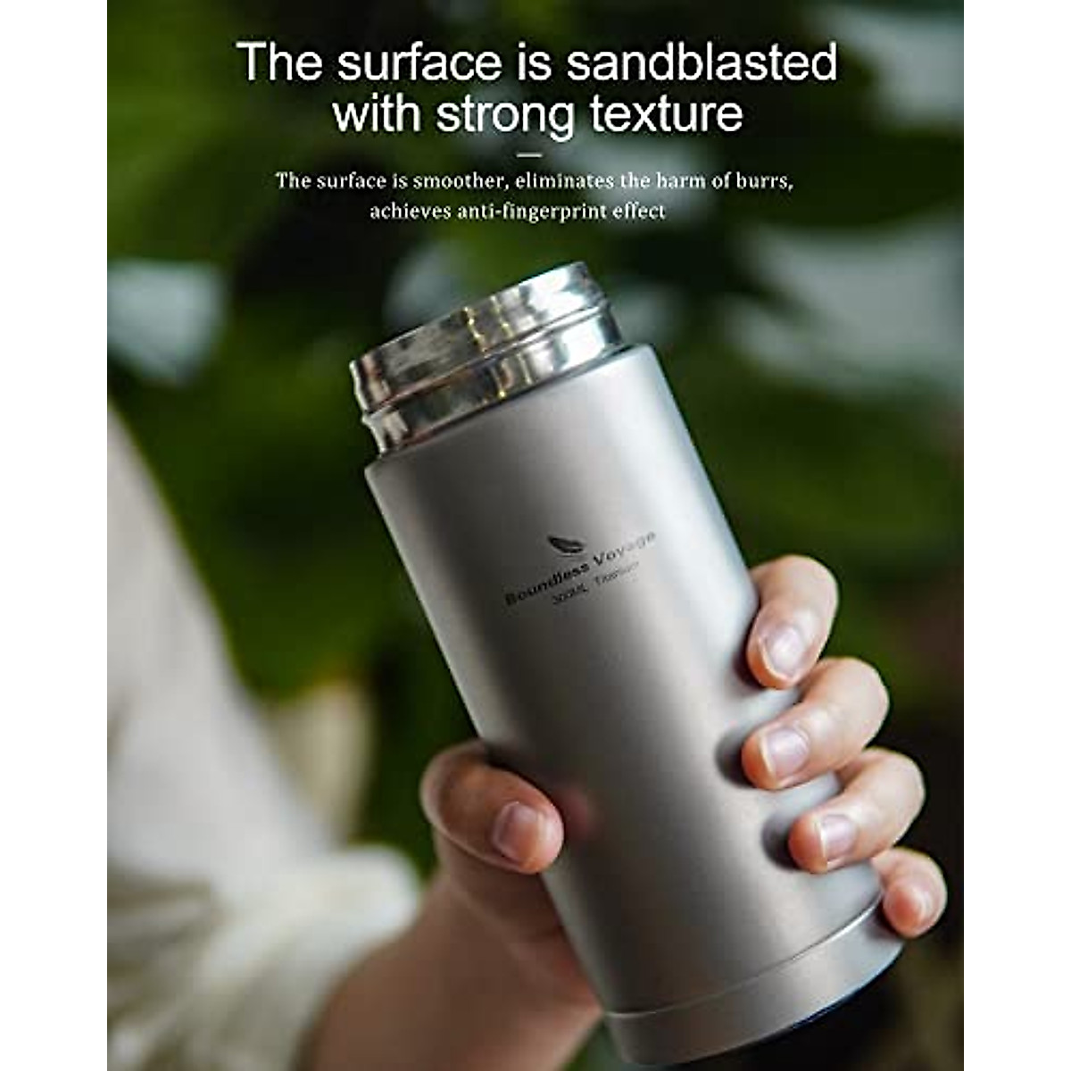 Boundless Voyage 300ml(10.56 fl.oz) Titanium Vacuum with Filter Double Layer Lightweight Portable Tea Coffee Wine Whisky for Hiking Camping Picnic Gift A-Ti3009D