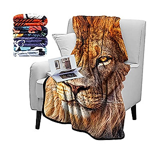 Britimes Lion Fuzzy Flannel Throw Blankets, Soft Blankets and Throws, Daughter Mom Friend Gift Lion Print Decorative Throw Blankets for Couch, 60"X80"