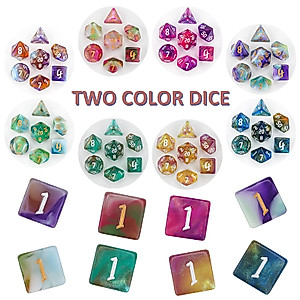 Surhugvy DND Dice Set, 25 X 7 (175 Pieces) Polyhedral D&D Dice Set Three-Color, Two-Color and Monochrome Dice for Dungeons and Dragons with 1 Black Bags