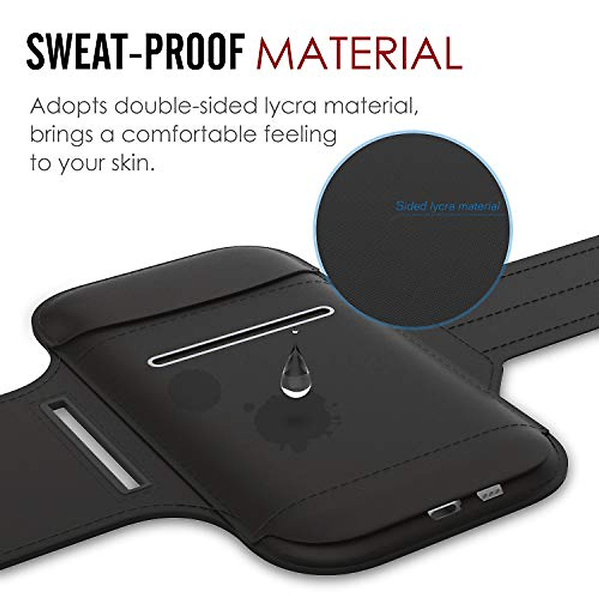 MoKo Phone Armband, Water Resistant Running Cell Phone Armband with Key Holder Adjustable Band Compitable with iPhone 11 Pro, X, Xs, 8, 7, 6, 6s, 5s, 5c, SE, 5, 4S,4 for Walking Fitness, Black