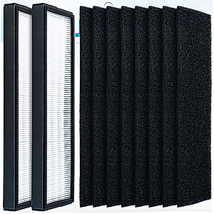 Ultra Durable FLT4825 True HEPA filter Replacement Filter B - Exact Fit for Germ-Guardian Air Purifier AC4300BPTCA, AC4900CA, AC4825, AC4825DLX (2 HEPA + 8 Activated Carbon Filters)