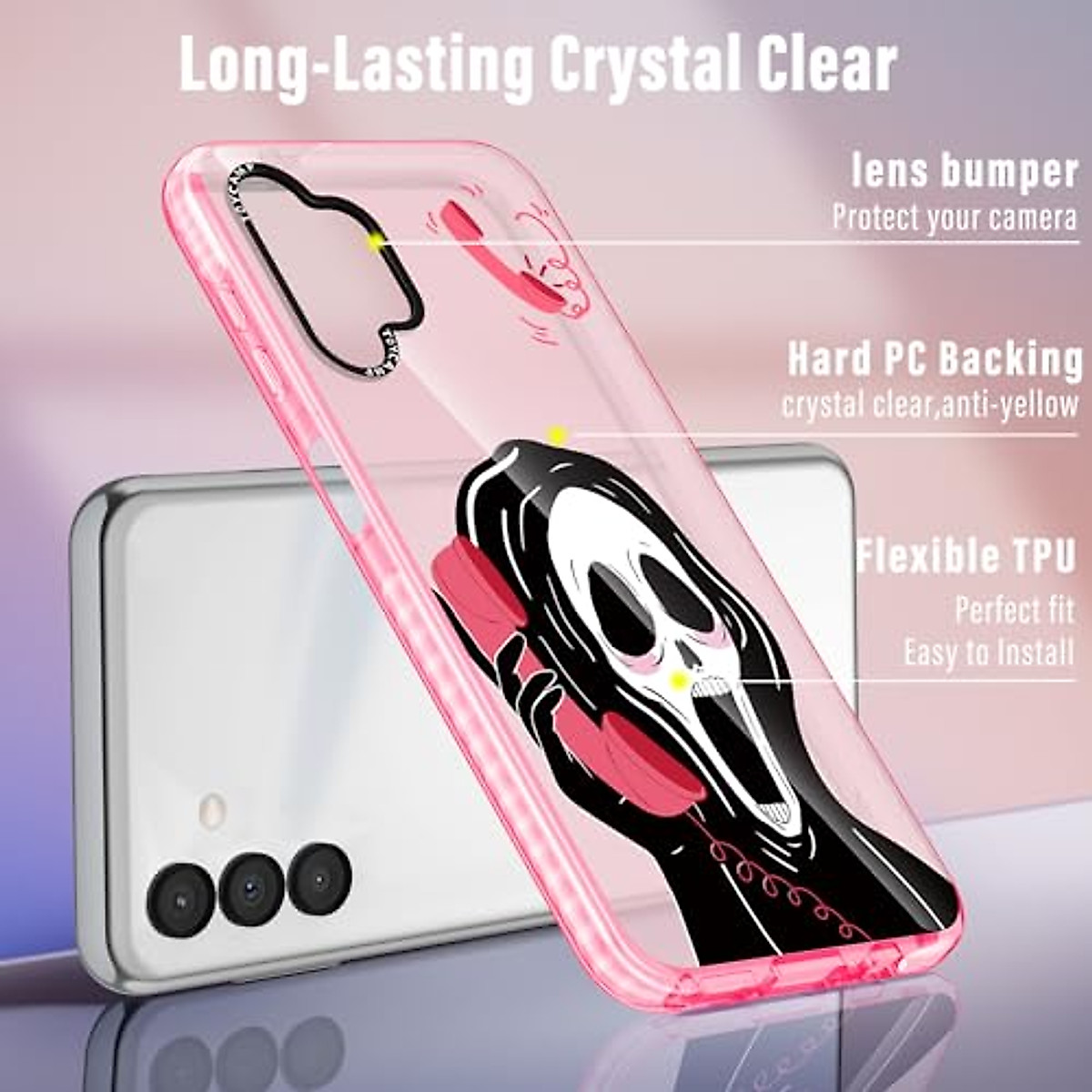 Toycamp for Samsung Galaxy A13 5G Case with Ring Kickstand, Cute Design for Women Girls Girly Boys Teens Skeleton Skull Cartoon Print Case (6.5 Inch)