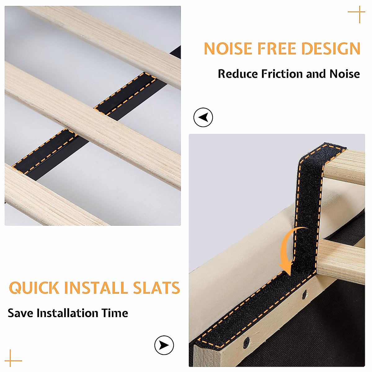 Jocisland Queen Bed Frame Upholstered Bed Wingback Headboard Velvet Tufted Diamond Button/No Box Spring Needed/Easy Assembly/Cream