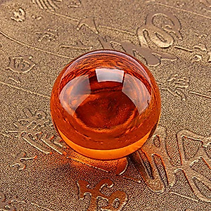 40 MM Citrine Crystal Sphere Ball, Feng Shui Crystal Natural Transparent Crystal Ball Citrine Quartz Crystal with Holder for Wealth