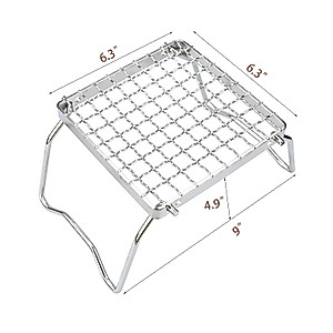 DZRZVD Camp Grill with Foldable Legs-304 Stainless Steel Grill Grate for Gas Stove-Ultralight Campfire Stand-Portable Grill Grid for Backpacking/Camping/Hiking/Picnic/Traveling/Fishing with Carry Bag
