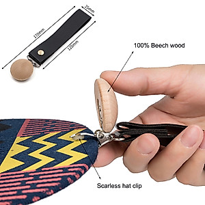 Agirlvct Hat Clip for Travel,Strong Wood Hat Clip for Hanging Sun Straw Hat,Backpack Hat Clip Key-chain for Bag Women's Beach Summer Hawaii Travel Accessory(Black)