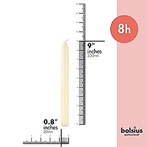 BOLSIUS 10 Count Household Ivory Dinner Candles - 9 Inches - Premium European Quality - Approx. 8 Hours Burn Time - Unscented Dripless and Smokeless, Restaurant, Wedding, Spa, and Party Candlesticks