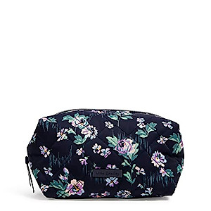 Vera Bradley Women's Performance Twill Medium Cosmetic Makeup Organizer Bag, Navy Garden, One Size