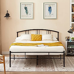VECELO Full Bed Frame with Headboard and Footboard, 14 Inch Metal Platform Mattress Foundation, Sturdy Premium Steel Slat/No Box Spring Needed