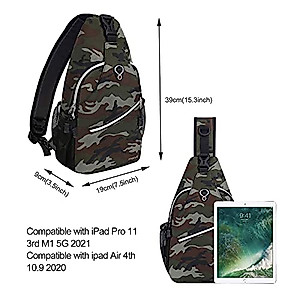 MOSISO Sling Backpack,Travel Hiking Daypack Pattern Rope Crossbody Shoulder Bag, Army Green Camouflage