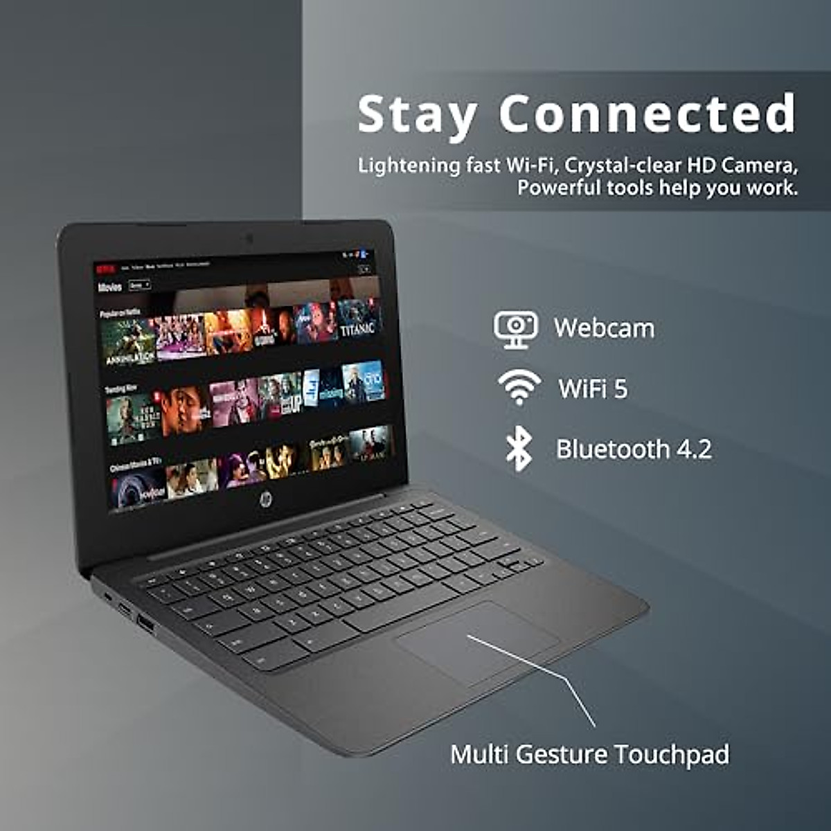 HP 2022 11.6" HD Display Chromebook Laptop, Intel Celeron Processor N3350, 4GB RAM, 32GB eMMC, Intel HD Graphics 500, HD Webcam, HD Audio, USB-C, Chrome OS, Gray, 32GB SnowBell microSD Card