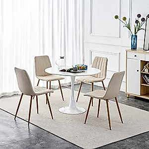 UZUGUL Dining Chairs Set of 4,Modern Dining Room Chairs,Kitchen Chairs with Upholstered Cushion Seat and Metal Legs for Home Kitchen Restaurant (Light Beige)