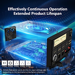 Universal Compact Bench Power Supply- 50 Amp Regulated Home Lab Benchtop AC-to-DC Converter 13.8 Volt/9-15Volt, Cooling Fan, Screw Type Terminals - Jesverty SPS-50II