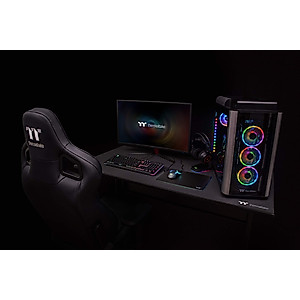 Thermaltake Tt Gaming Level 20 Gt Battlestation Computer Gaming Desk, Adjustable Heights, Scratch Resistant Surface, Full-Sized Desk Mat, GD-LBS-BRHANX-01 , Black