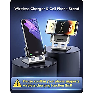 Wireless Charger, 15W Fast Wireless Charging, Ultra-Thin Aluminum Alloy Cell Phone Stand, Compatible with iPhone 14/13/12/11/X/8 Series, Samsung, Motorola, Huawei, OnePlus, Pixel, Qi Certified Device