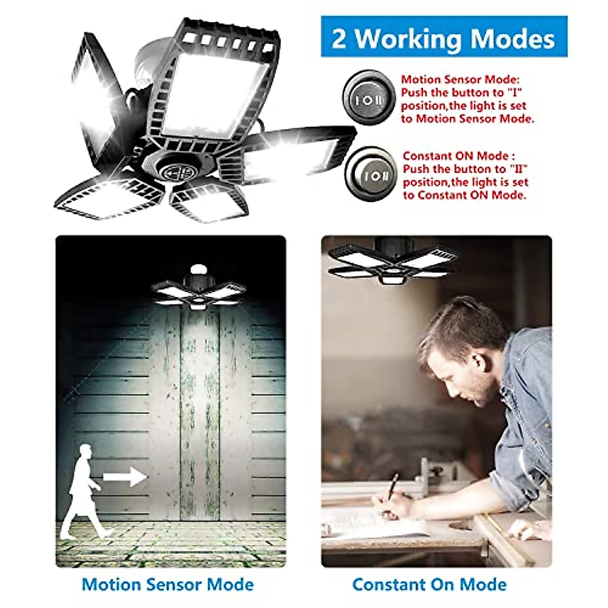CODAFUL Motion Sensor LED Garage Light with Motion Sensor 150W 15000lm Super Bright Shop Light, Motion Activated led Store Light, Suitable for Garage, Workshop and Basement.