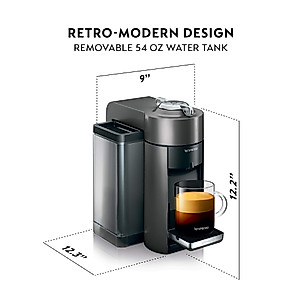 Nespresso Vertuo Coffee and Espresso Maker,1597 ml, by De'Longhi, Graphite Metal