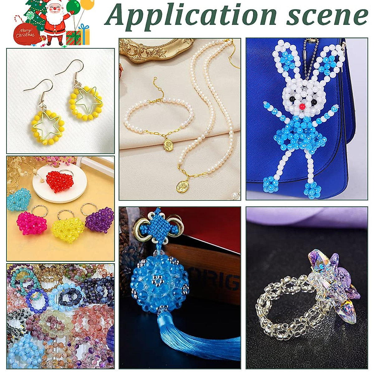 PH PandaHall 142 Yards 0.2mm Clear String Fishing Line Invisible Beading Cords Nylon Thread String Inelastic Jewelry Wire for Christmas Bracelet Jewelry Making Ornaments Hanging Party Decor Seed Beads