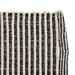 Creative Co-Op 3' x 5' Black & White Cotton Striped Dhurrie Rug