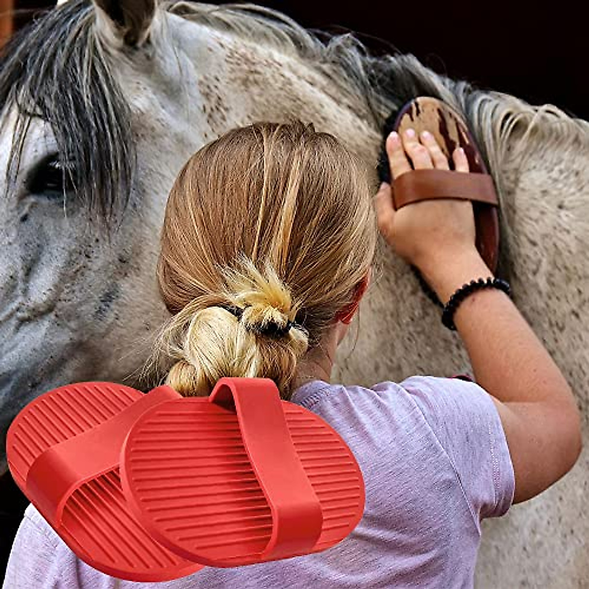 Pet Shampoo Bath Brush Horse Wellness Massage Curry Comb Soothing Massage Rubber Comb for Horse Grooming Care