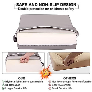 Booster Seat for Dining Table - 2Pcs Toddler Booster Seat for Dining Table Adjustable Safety Belts & Non-Slip Bottom, PU Waterproof Easy Cleaning Booster Chair Cushion with Different Height for Eating