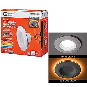 Commercial Electric 6 in. White Integrated LED Recessed Downlight with Nightlight Trim
